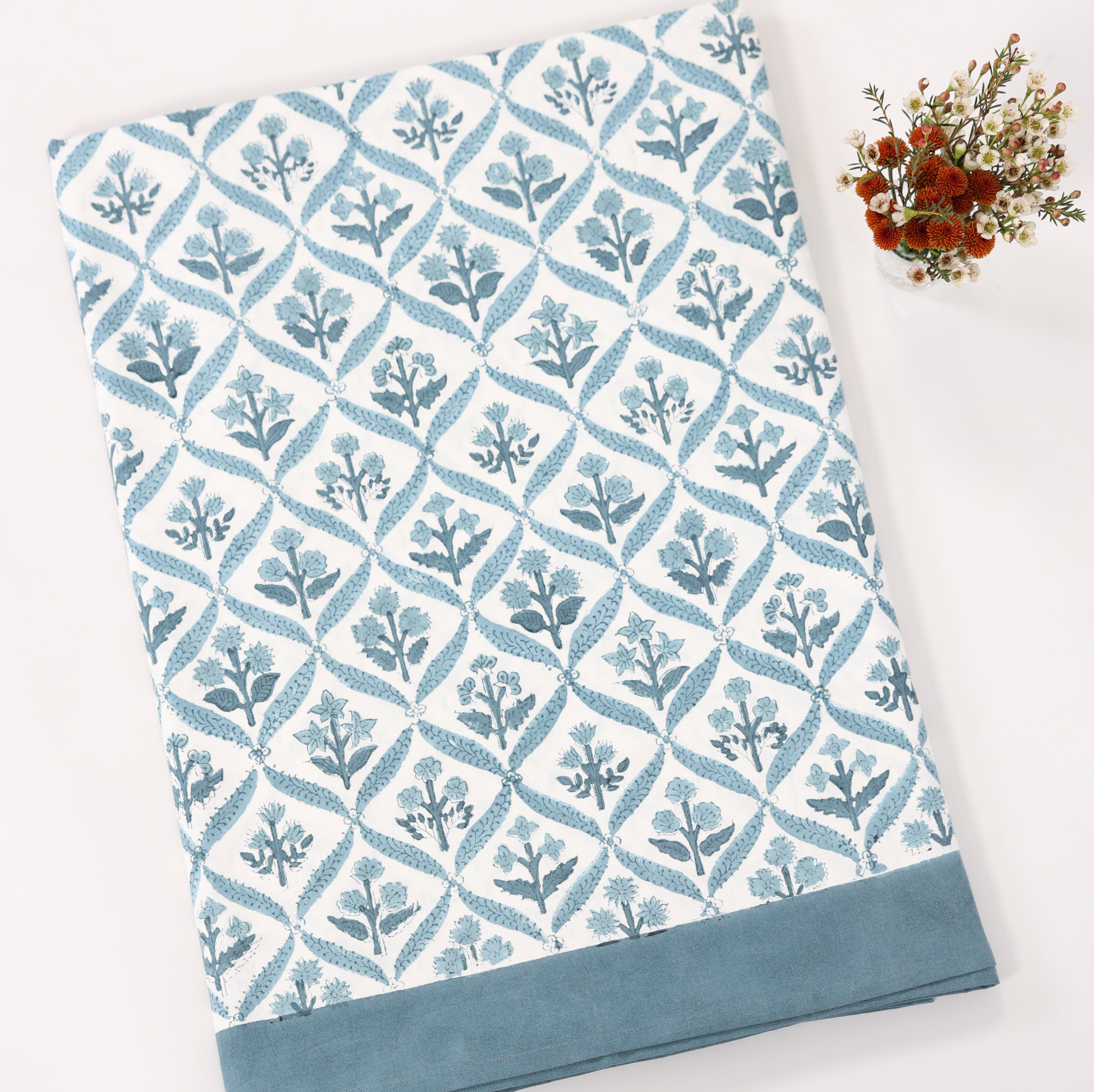 Floral Tablecloth - "The Walled Garden Blue" – Monica Pepper